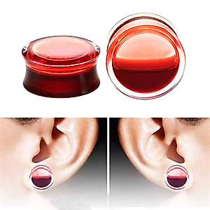 YOFANST Red Liquid Blood Ear Plugs Acrylic Saddle Stretching Tunnels Expander Gauge 00g