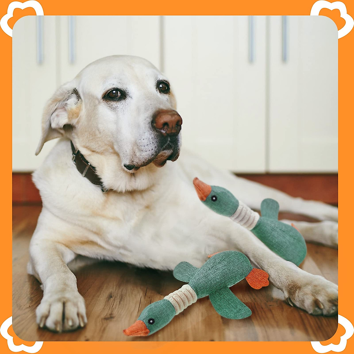 2 Pcs Dog Toys for Moderate Chewers Mallard Duck Dog Toy Stuffed Dog Squeak Toys Squeaky Goose Puppy Dog Training Toys for Small Medium Dogs, 12 x 6 Inches