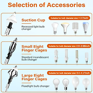 Light Bulb Changer,18FT Reach High Light Bulb Changer with Basket and Suction Cup,Light Bulb Changer for High Ceilings with 3-12FT Telescopic Extension Pole for High Ceilings and Recessed Lights