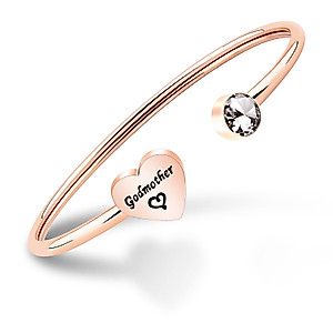 PLITI Godmother Bracelet Baptism Gift Religious Jewelry Mother's Day Gift For Godmother (Rose gold)