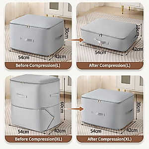 Ultra Space Saving Self Compression Organizer, 2024 New Space Saving Self Compression Organizer Space Bags, Premium Comforter Packaging Cube Bedding Storage Bag (Gray Blue, X-Large 21×17×24 inch)