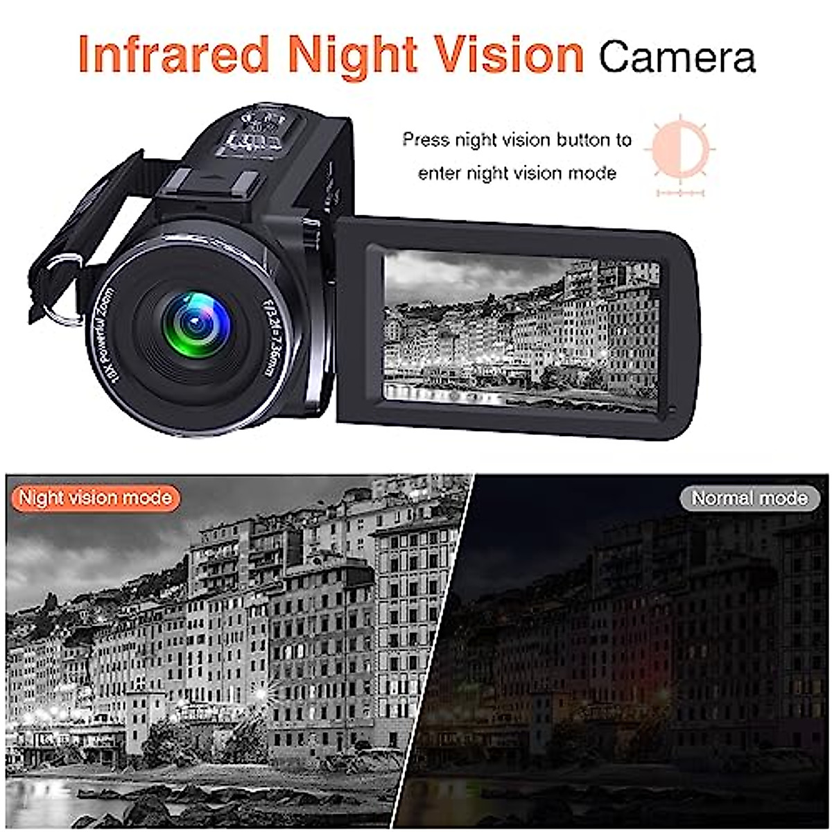 VETEK Video Camera 8k Camcorder 48MP UHD WiFi IR Night Vision Vlogging Camera for YouTube, 18X Digital Zoom 3.0“ LCD Screen Digital Camera with Microphone, 32G SD Card, Remote Control and 2 Batteries