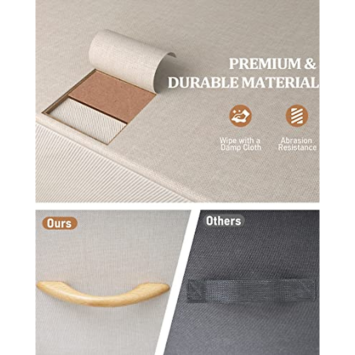 VredHom Tall Dresser Organizer, 6 Drawers Dresser Fabric Storage Closets Storage Units Organizer Tower Steel Frame Wooden Top for Bedroom, Hallway,Nursery, Entryway(Beige)