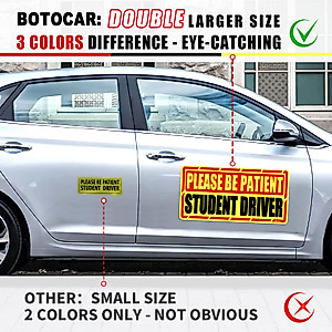 Botocar Student Driver Car Magnet, 2 Pack Super Large Please Be Patient Student Driver Signs for Car, Reflective New Driver Vehicle Bumper Magnetic Sticker, Novice Driver Safety Warning Sign, 12×6in