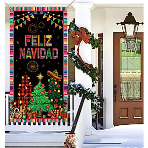 Nepnuser Feliz Navidad Door Cover Mexican Christmas Decoration Xmas Winter Holiday Party Decor Home Backdrop Door Hanging Banner