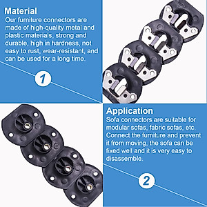 INCREWAY 4 Sets Furniture Connector, Black Pin Style Sofa Couch Sectional Connector with Screws