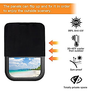 RV Door Window Shade - Foldable Velcro RV Blackout Window Cover RV UV Window Coverings RV Curtains Camper Accessories for Travel Trailers 16 X 25 Inch