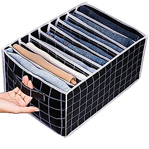 TOOVREN [Upgraded] Wardrobe Clothes Organizer Dense 23 Wires Clothing Organizer Drawer 9 Grids, Deeper Jean Storage Leggings Pants, Foldable Sweater Organizer for Closet Shelf Bedroom (1PCS)