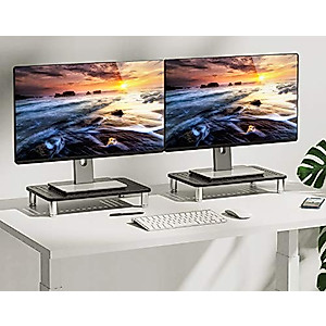 Husky Mounts Monitor Riser Laptop Stand, Adjustable Legs, Stackable, 14.5" x 9.25" x 3.25" Max Height, Matte Black Steel (Black, 2-Pack)