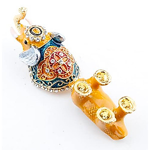 SEVENBEES Small Elephant Trinket Box - Hinged Enameled Jewelry Organizer with Unique Mini Ring and Earrings Compartments - Collectible Keepsake and Figurine for Home Decor - Mothers Day Gifts