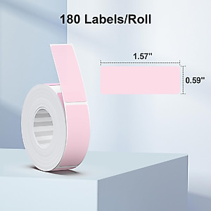 SWIFINT Thermal Label Maker Tape Adapted Label Maker, Standard Laminated Office Labeling, 15mmx40mm/0.59x1.57inch, 180 Labels/Roll, Thermal Printing Label Paper (Pink)