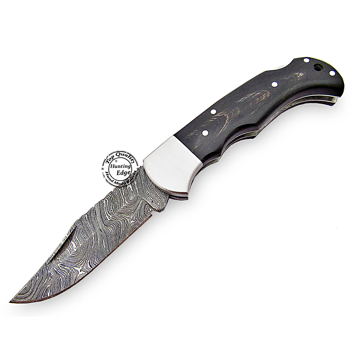 Hunting Edge Buffalo Horn 6.5'' 100% Handmade Damascus Steel Folding Pocket Knife 100% Prime Quality