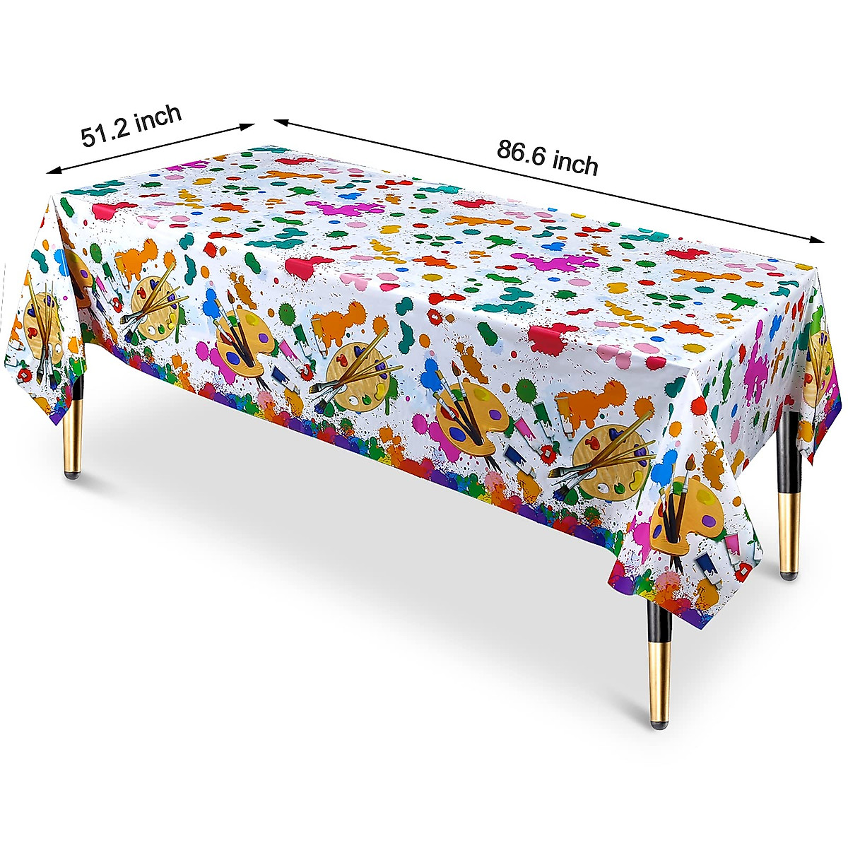 HHLCWA 3Pcs Art Paint Party Tablecloths, Disposable Art Plastic Table Cover for Boys & Girls Art Painting Them Birthday Party Supplies Decorations, 86.6 x 51.2inch