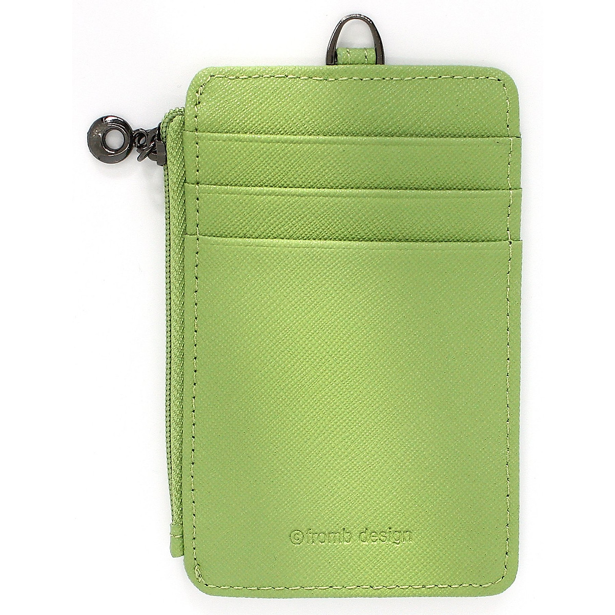 ID Credit Credit Card Holder Wallet Necklace Landyard Zipper Badge Case Genuine Leather Cute Women (Green)