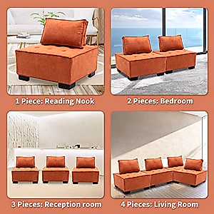 HOMEFUN Modular Sofa Sectional Sofa Couch: Square Floor Sofa Comfy Reading Chair Single Lazy Sofa Sleeper with Removable Pillow for Living Room, Bedroom, 1PCS, Orange