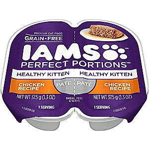 IAMS Perfect Portions Healthy Kitten Pate` Chicken Recipe (12-TRAYS =24 SINGLE SERVINGS)