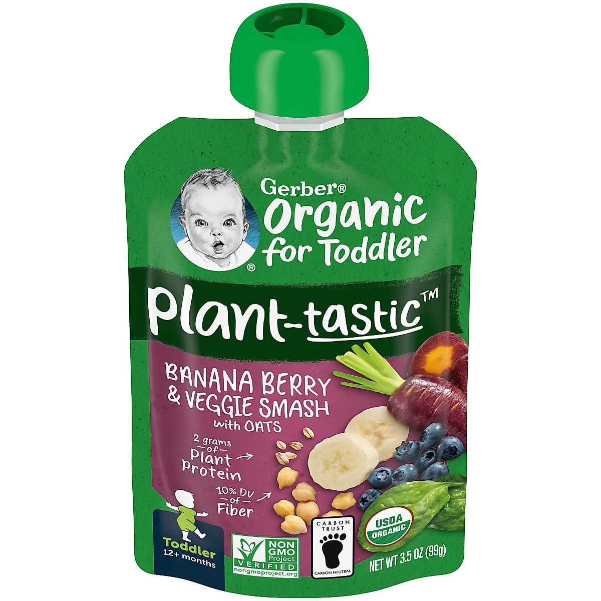 Gerber Organic for Toddler Plant-Tastic Pouches Variety Pack (6 CT (Pack of 1), Banana Berry)