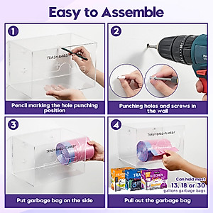 Trash Bag Holder Dispenser: Acrylic Trash Bag Dispenser for Organizing Kitchen and Pantry; Garbage Bag Holder Dispenser, Trash Bag Dispenser Roll Holder, Under Sink Trash Bag Organizer-Small