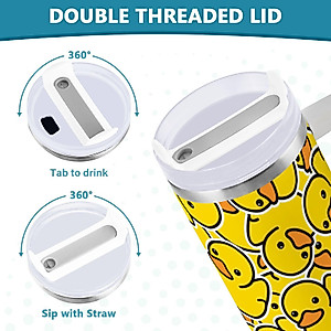 MCHIVER Cute Rubber Duck 30 oz Tumbler with Handle and Straw Stainless Steel Vacuum Water Bottle Leak-proof Travel Coffee Mug Insulated Water Bottle with Lid