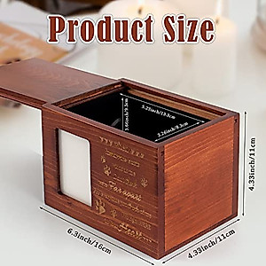Cumule Pet Urns for Dog or Cat Ashes, Wooden Pet Cremation Urns with Photo Frame, Pet Memorial Keepsake Cat or Dog Memory Box with Black Flannel as Lining, Loss Pet Sympathy Remembrance Gift