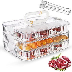 mwellewm Deli Meat Container for Fridge Cold Cut Storage Organizer for Refrigerator Lunch Meat Cheese Bacon Airtight Keeper with Lid Handle
