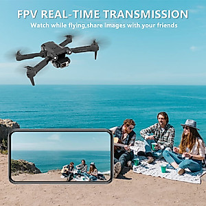 FPV Drone with Camera for Adults Kids Beginners,Foldable RC Quadcopters Drones with 4k Dual Camera ,Optical Flow Positioning, 360°Smart Obstacle Avoidance, APP Control, One-click Take-off and Landing,Gesture and voice control,2 Batteries