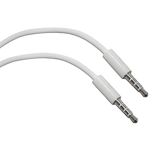 YCS Basics White 3 Foot 3.5mm Male to Male 4 Conductor Aux/Headphone Cable