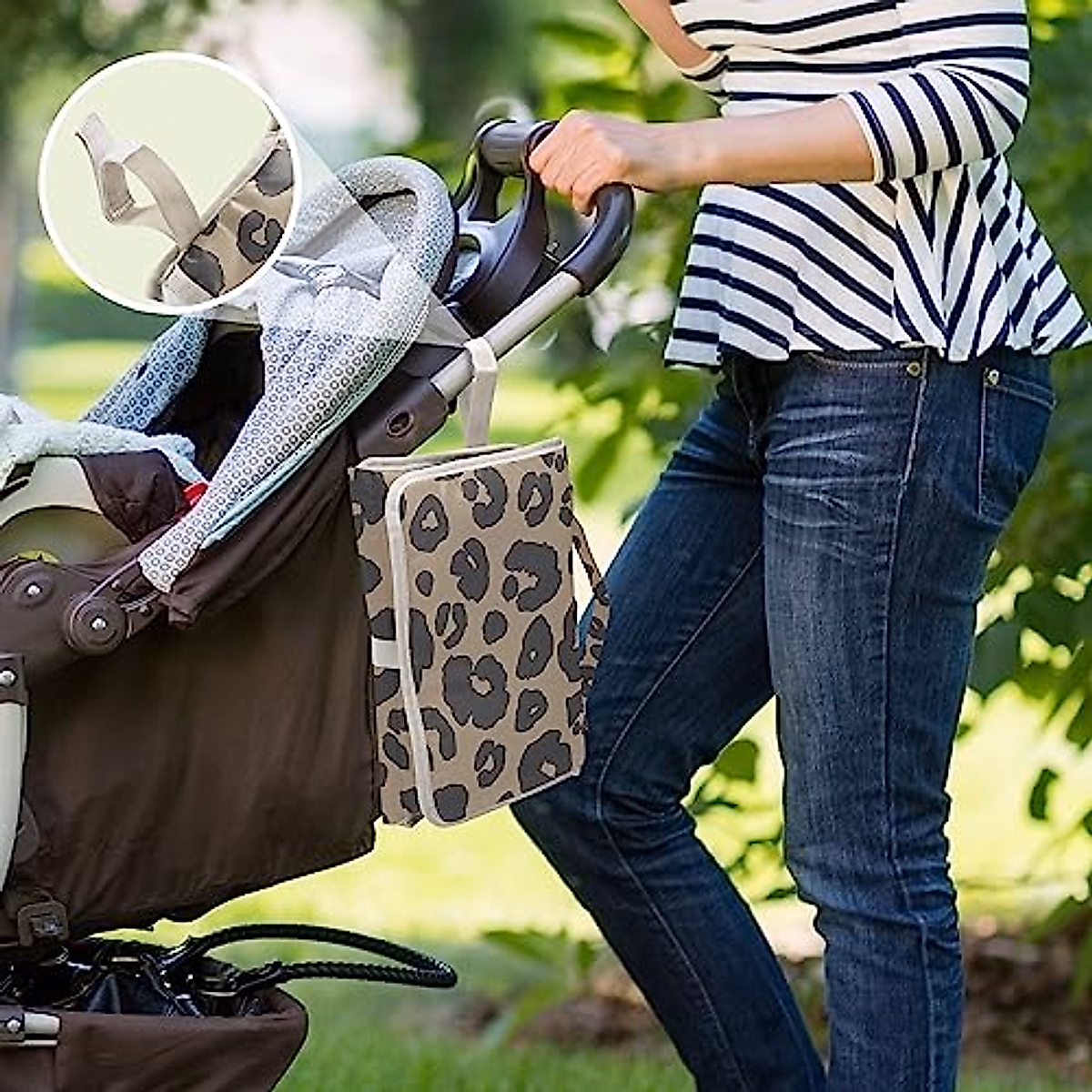 Leopard Portable Baby Changing Pads Travel Diaper Changing Table Mat Foldable Waterproof Changing Station with Built-in Pillow for Newborn Essentials Baby