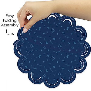Big Dot of Happiness Navy Confetti Stars - Simple Party Round Table Decorations - Paper Chargers - Place Setting For 12