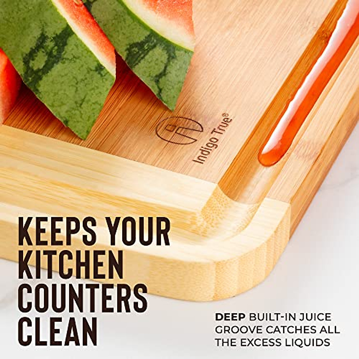 Bamboo Cutting Board - Chopping Board, Wood Cutting Board with Juice Groove, Charcuterie Board, Serving Platter Cheese Board, Bread Board, Turkey Meat Cutting Board, Wooden Cutting Boards for Kitchen