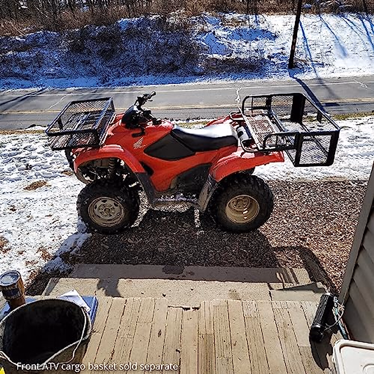 Titan Ramps ATV UTV Universal Rear Drop Cargo Basket Rack Hunting, Fishing, Trail Maintenance, Easy to Install