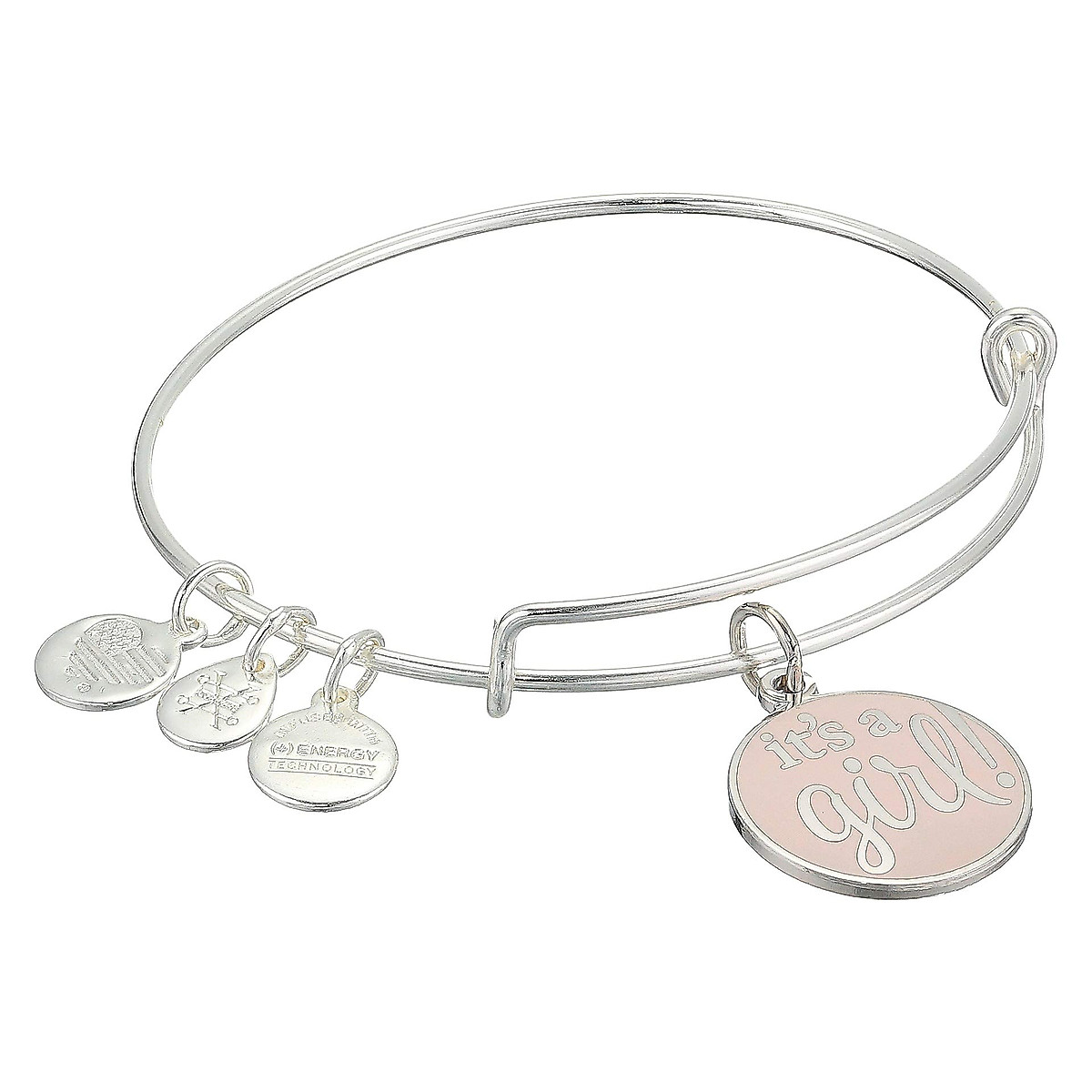 Alex and Ani Women's Color Infusion It's A Girl Bangle Bracelet, Shiny Silver, Expandable