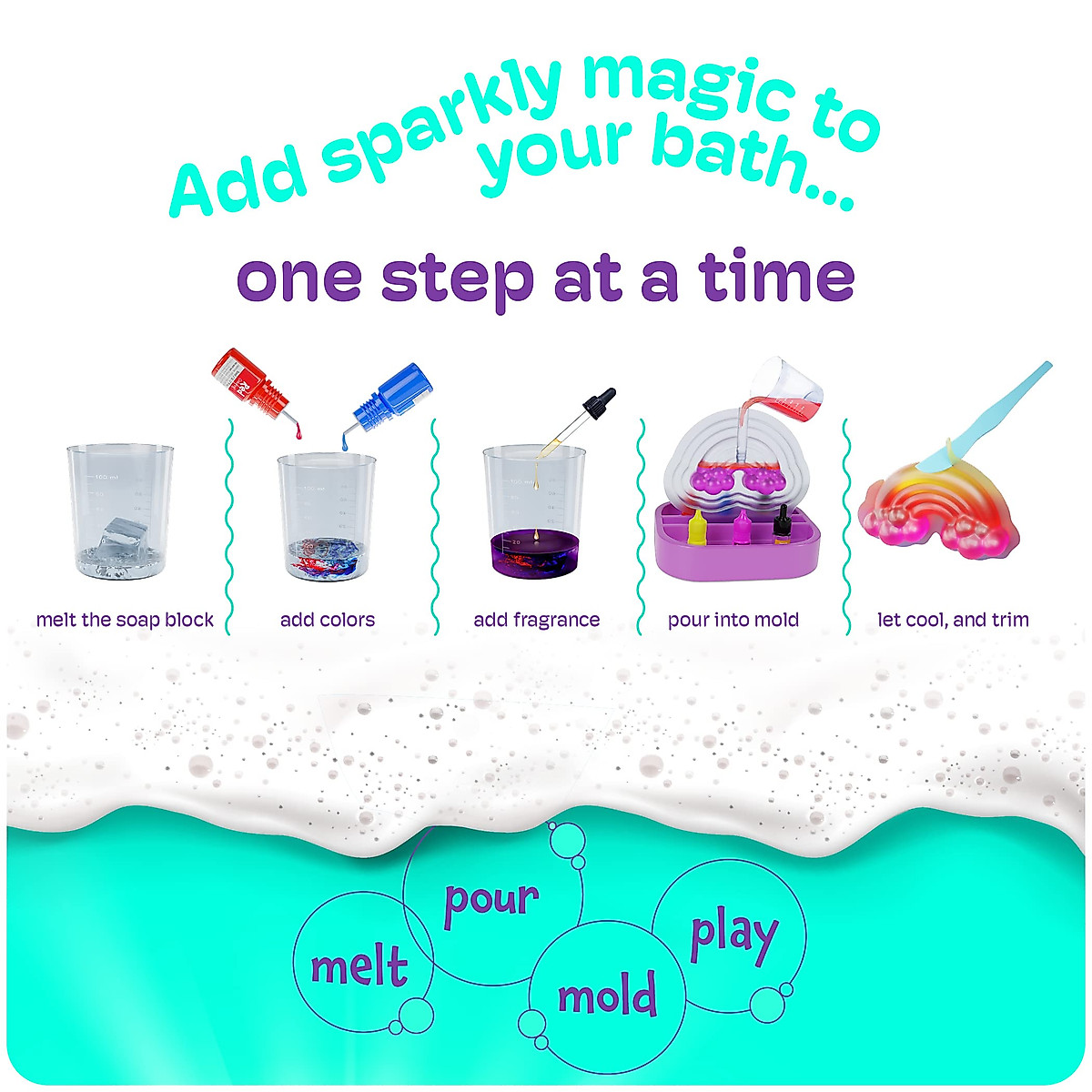 Unicorn Soap Making Kit - Girls Easter Crafts DIY Project Age 6+ Year Old Kids - Unicorn Girl Gifts - Science STEM Activity Teenage Gift - Make Your Own Soap Kits - Craft Toys Ages 6 7 8 9 10 11 12