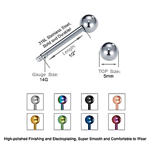 JFORYOU Nipplerings 14G Surgical Steel Nipple Piercing 1/2 Inch Barbells Retainer Body Jewelry Piercing 16 Pieces