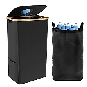 Recycling Bin for Kitchen, Large 29 Gallon 110L Recycle Bin with Lid Removeable Reusable Inner Bag, Collecting Glass Paper Plastic Metal Empty Bottles, Recycling Bin Zip-Top Can,Kitchen Recycling Bin