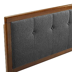 Modway Draper Tufted Queen Fabric and Wood Headboard in Walnut Charcoal