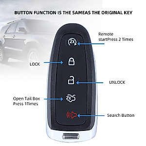 Key Fob Smart Proximity Keyless Entry Remote Control fits for 2011-2015 Ford Edge Explorer, 2013-2019 Flex Focus Taurus and Lincoln MKX MKS MKT Replace P/N: M3N5WY8609 ID46 315Mhz 1 PCS