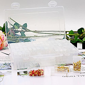 Tosnail 2 Pack of 64 Plastic Diamond Painting Bead Storage Container Box, Bead Organizer Case for Beads, Seeds, Diamond Dots, Glitter, Nail Art Supply