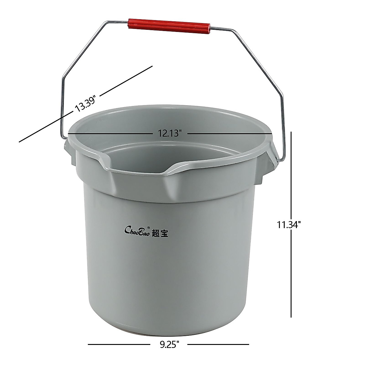 Morcte 3.5 Gallon Heavy Duty Plastic Cleaning Bucket Pail with Portable Handle, 4 Pack Commercial Round Utility Cleaning Pail, Gray