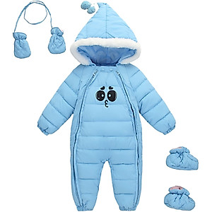 Ohrwurm Baby Boy Winter Fur Hood Snowsuit Coat Toddler Girl Autumn Jumpsuit Kid Clothes for 6-12 Months Blue