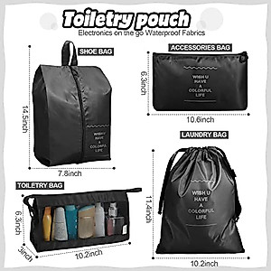 16 Set Packing Cubes Luggage Organizer Bags Travel Suitcases Organizers Luggage Cubes with Toiletry Bag and Shoes Bag (Black, Beige)