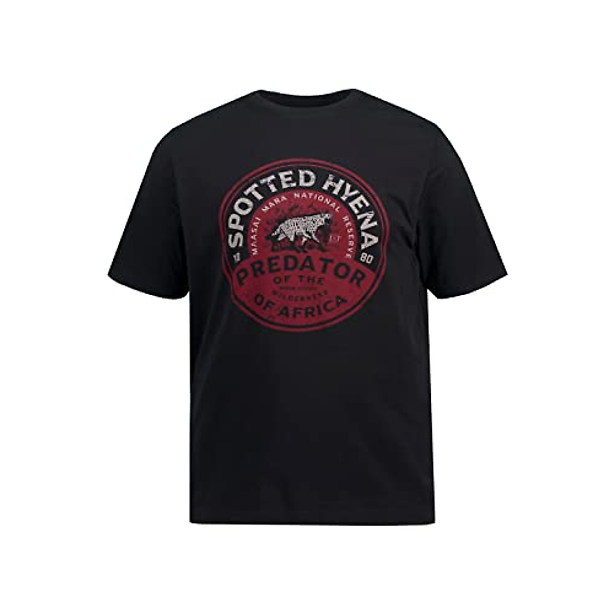 JP 1880 Menswear Big & Tall Plus Size L-8XL Spotted Hyena Print Tee Black XXXXXXX-Large 808951130