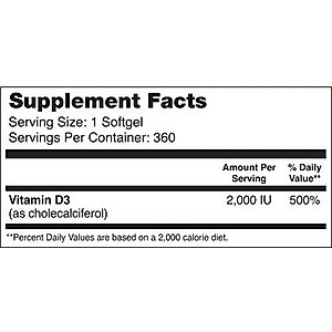 NatureWise Vitamin D3 2000iu (50 mcg) Healthy Muscle Function, and Immune Support, Non-GMO, Gluten Free in Cold-Pressed Olive Oil, Packaging Vary ( Mini Softgel), 360 Count(Pack of 1)