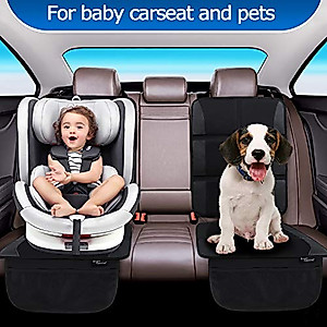 Car Seat Protector, 2 Pack Large Car Seat Protectors for Child Baby Car Seat with Organizer Pockets, Thick Padding Waterproof Car Seat Protector, Auto Vehicle Leather Seats Dog Mat Cover Pads, Black