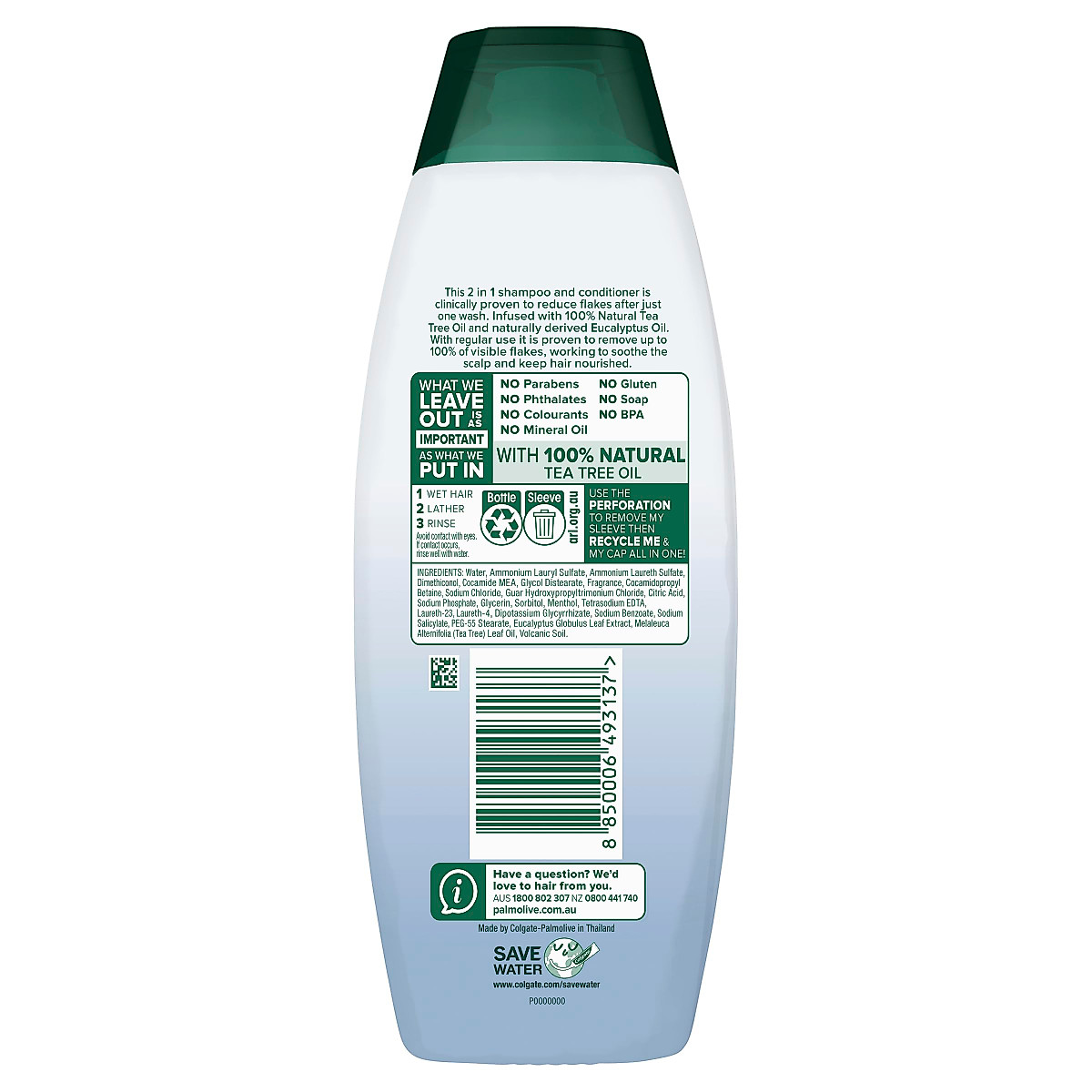 Palmolive Naturals Anti Dandruff 2 in 1 Hair Shampoo and Conditioner, 350mL
