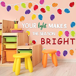 Whaline 43Pcs Light Bulbs Cutouts Bulletin Board Cutouts Christmas Cut Outs with 100 Glue Points Your Light Make The Season Bright Letter Paper Cutting for Xmas Home School Classroom Party Supplies