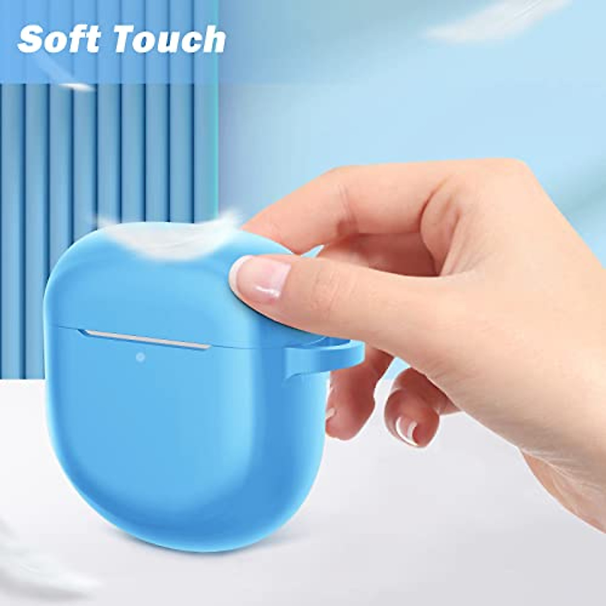 Fintie Case for Bose QuietComfort Ultra Earbuds Case (2023) / Bose QuietComfort Earbuds II (2022), Premium Silicone Shockproof Protective Skin Cover with Keychain [Front LED Visible], Blue Glow