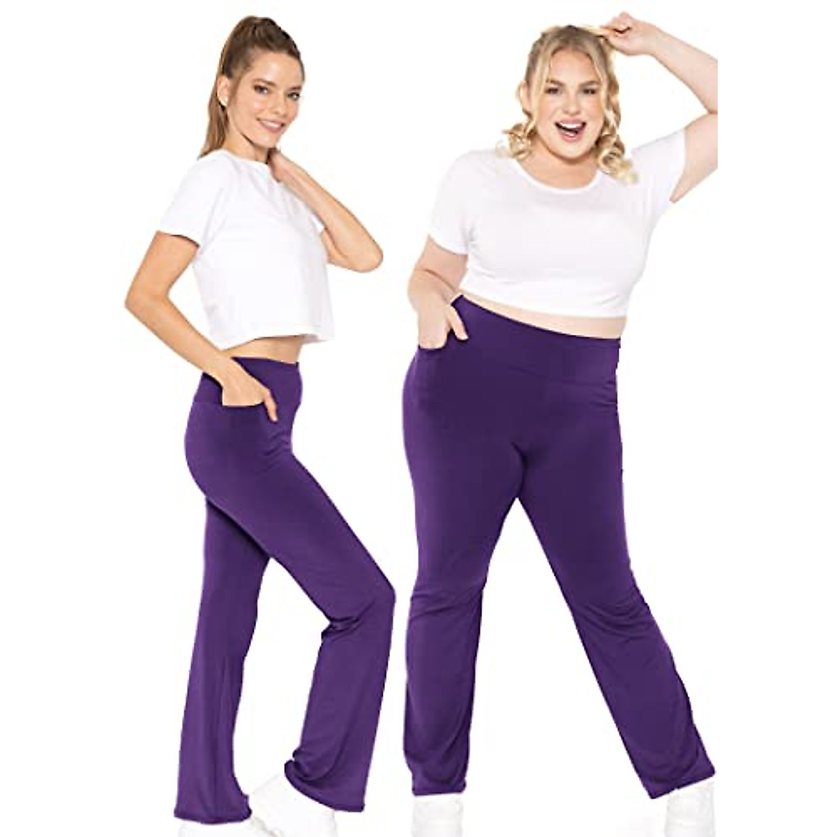 Women's DTY High Waist Bootcut Yoga Pants with Pocket Purple X-Large