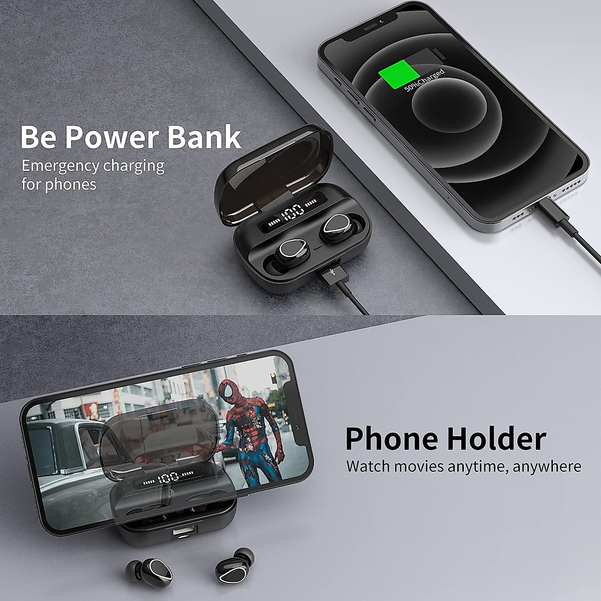 Wireless Earbuds, Bluetooth 5.1 Headphones with 3500mAh Charging Case in-Ear Stereo Bluetooth Earbuds, Noise Cancelling Wireless Earphones with Built-in Mic, IPX7 Waterproof Headphones for Sport, Work