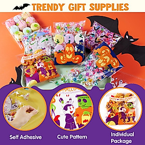 JOYIN 150 PCS Halloween Cellophane Treat Bags, Halloween Clear Self-adhesive Candy Bags, Halloween Plastic Cookie Bags for Trick or Treat, Halloween Goodie Bags for Party Favor Supplies